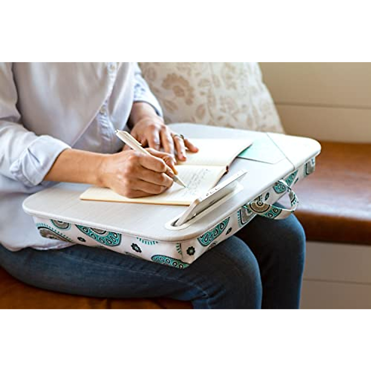 LAPGEAR Designer Lap Desk with Phone Holder and Device Ledge - Medallion - Fits up to 15.6 Inch Laptops - Style No. 45425