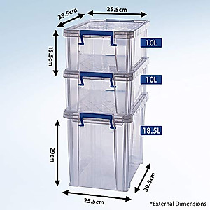Bankers Box ProStore Plastic Storage Box Bonus Pack -2 x 10 Litre & 1 x 18.5 Litre