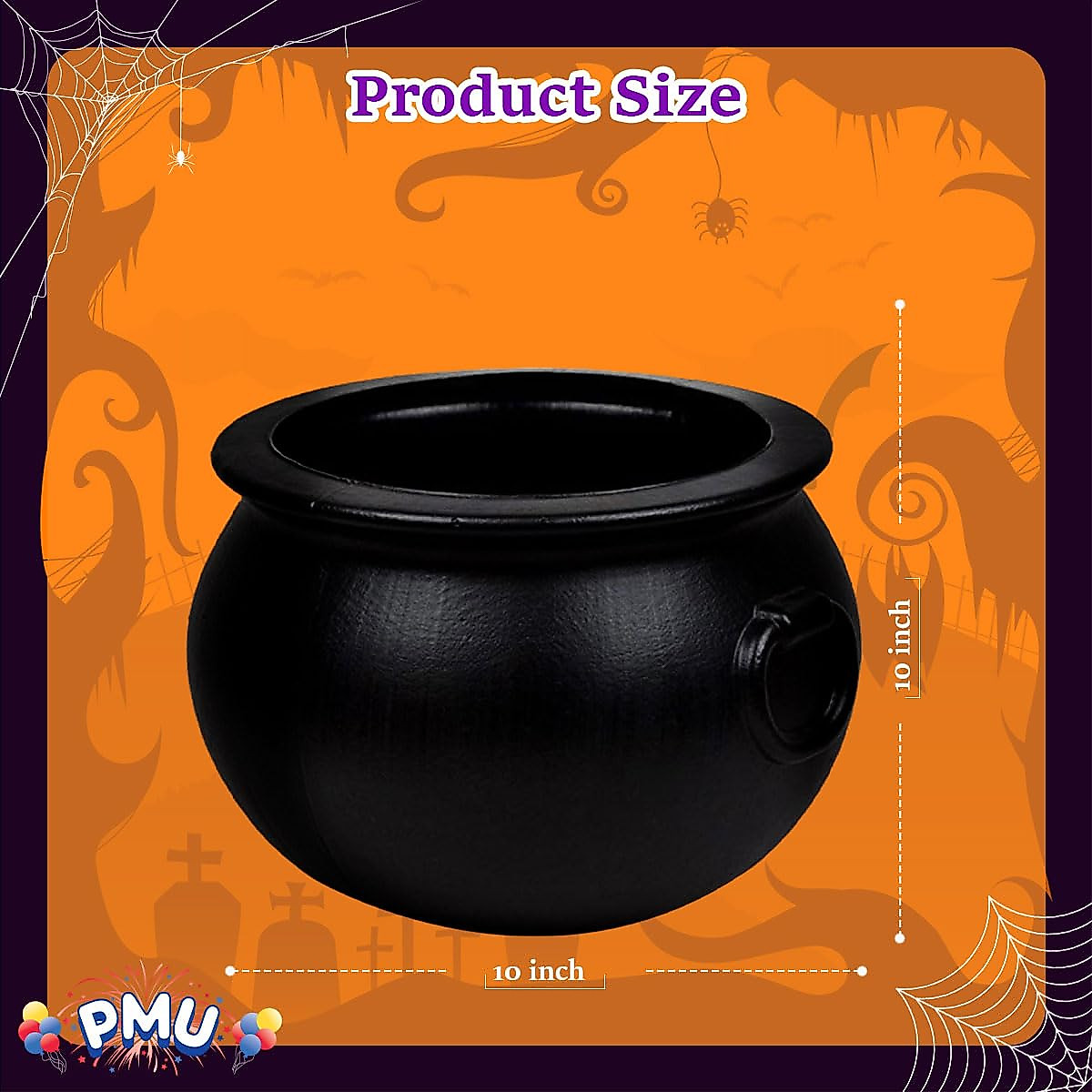 PMU Halloween Cauldron - Blow Mold Plastic Party Accessory - Candy Holder for Kids - Halloween Party Favors & Supplies - 10 Inch Black Pkg/1