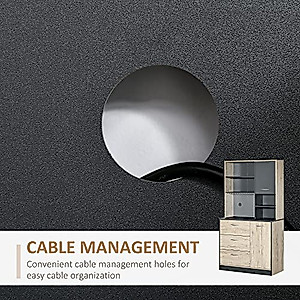 HOMCOM 67" Freestanding Buffet with Hutch, Kitchen Pantry Storage Cabinet with 3 Drawers, Cable Management, 4 Cubes, 2 Cabinets, Oak