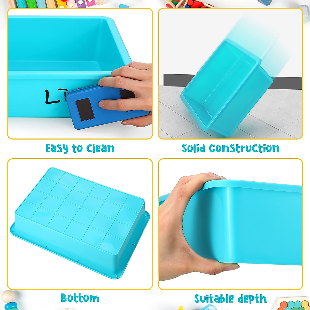 Kigley 10 Pcs Flat Storage Tray Organizer Bin Letter Size Paper Trays for Classroom Art Activity Plastic Stackable File Paper Organizer for Teacher Students School Office Book Organization