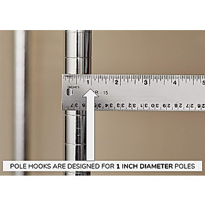 Pole Hooks 5-Pack | Utility Hanger Chrome | Best Solution for Garage Shelving Storage Organization | Use with Metal or Wire Shelves and Racks | Heavy Duty, Easy Installation