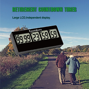 Yooreal Digital Kitchen Timer,Retirement Countdown Timer 9999 Days,Magnet Design,Loud Alarm,Tracks Wedding Vacation Working Cooking Baby Birth (Black)