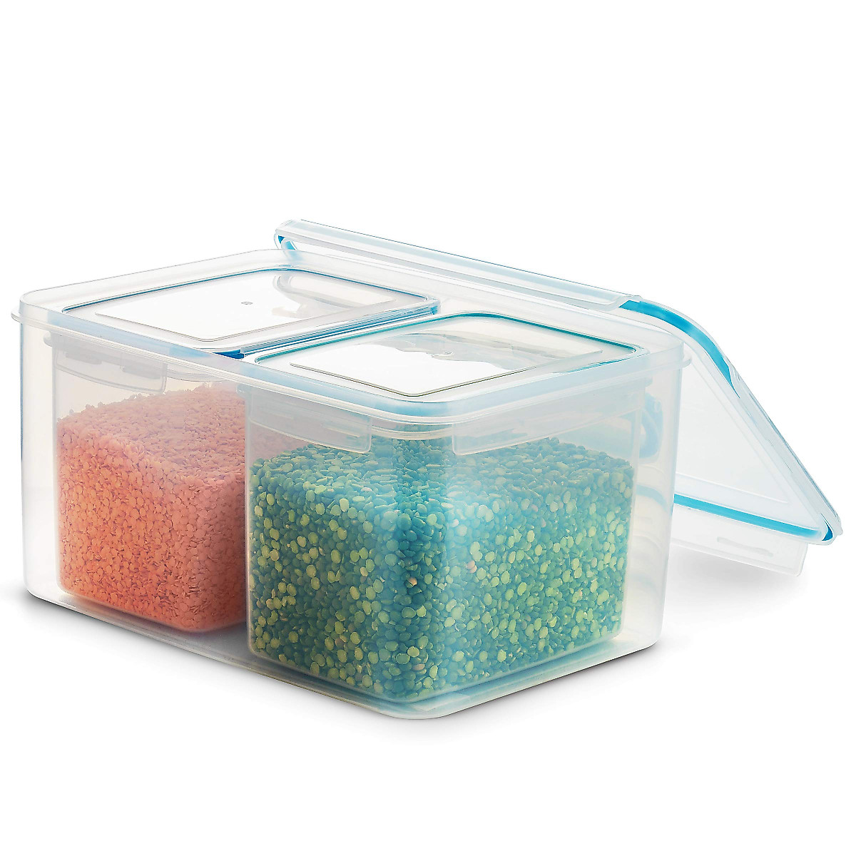 Komax Biokips Extra Large Rice Container – Airtight Food Storage Containers for Rice, Baking Supplies, or Dry Food – 48.6 Cups Rice Dispenser w/Handle + 2 Nestable 15.2 Cups Food Containers (3-Pack)