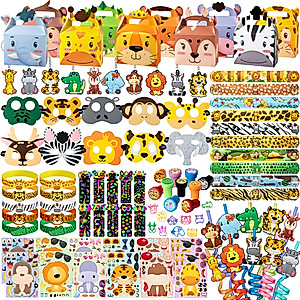 Jungle Safari Party Favors Set 92 PCS Wild Animals Set for Kids Birthday Gifts, Wild Theme Party favors for Kids Birthday Party Baby Shower Goodie Bag Fillers Jungle Safari Party Supplies (Animal Pro)