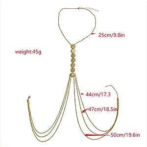 Vintage Fashion Simple Metal Chest Chain Carved Flower Plate Beach Bra Chain Back Chain Necklace Women's Party Holiday Jewelry (silvery)