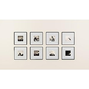 PEALSN 8x8 Picture Frame, Display Pictures 5 x 5 with Mat or 8 x 8 Without Mat for Wall Mounting Display, Photo Frames, Black.