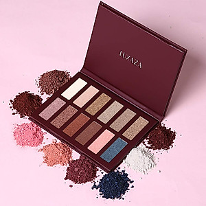 LUXAZA Neutral Nudes Makeup Eyeshadow Palette Brown Metallic, Warm Natural Bronze Copper Pearl Shimmer Satin Eye Shadow, Highly Pigmented Makeup Palette…