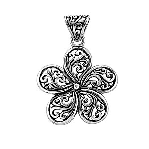 Shop LC 925 Sterling Silver Flower Pendant - Floral Filigree Pendant Necklaces For Women Costume Jewelry for Women Birthday Gifts for Women