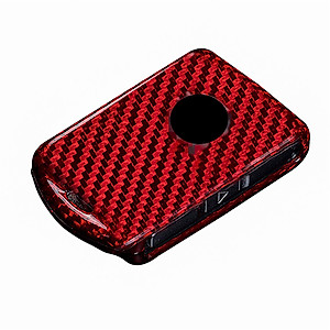 M.JVisun Genuine Carbon Fiber Key Fob Cover for Volvo C30 S60 S80 S90 S901 V70 V90 Cross V90CC XC40 XC60 XC70 XC90 Smart Car Remote Key Fob Case for Men Women - for Plastic Key Fob - Red
