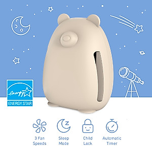 Pure Enrichment PureBaby Kids Bear Air True HEPA Air Purifier - Energy Star Rated, 4 Stage Air Filtration, UV-C Light, & Night Light for Medium-Large Rooms - Baby Nurseries, Kid Bedrooms (Sweet Oat)