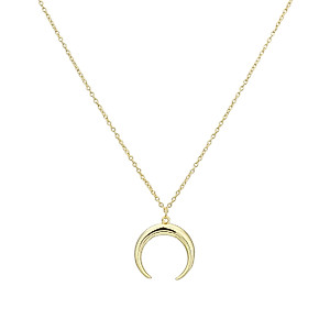 Moon Necklace for Women Gold Necklaces for Women - 18K Gold - Crescent Moon Necklace - Half Moon Necklace - Double Horn Necklace - Gold Crescent Necklace - Dainty Necklace (Gold)