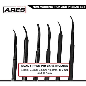 ARES 16003-6-Piece Non-Marring Pick and Prybar Set - Protects Fasteners, O-Rings, Seals, Gaskets, and Trim on Automotive and Electronics Applications During Use