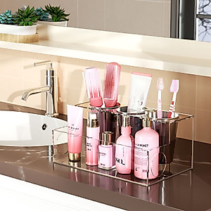NIUBEE Hair Tool Organizer, Clear Acrylic Hair Dryer and Styling Organizer, Bathroom Countertop Blow Dryer Holder, Vanity Caddy Storage Stand for Accessories, Makeup, Toiletries
