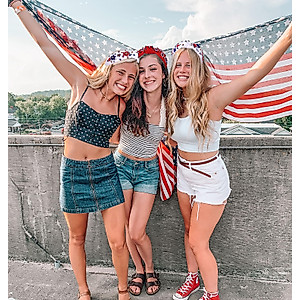 ZOLEAROPY American 4th of July Headband for Women USA Star Rhinestone Jeweled Knotted Headband Fourth of July Patriotic Red White Blue Beaded Star Top Knot Wide Hairband Hair Accessories Gift