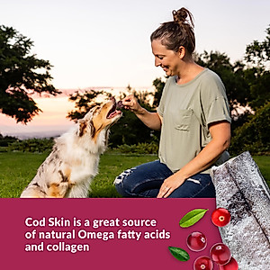 Wild Eats Cod Skins Dog Treat Superfood Medallions 3oz - Only Cod & Cranberry, Urinary Tract for Dogs Health Support