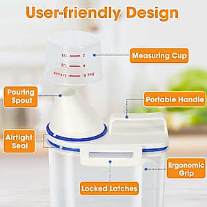 TBMax Cereal Container Oatmeal Dispenser - 2Pack, Rice Storage Bin with Airtight Design+ Measuring Cup + Pour Spout + 2KG Capacities Perfect for Suger Grain Flour Nuts Organization