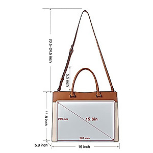 CLUCI Women Briefcase Leather Laptop Bag for Women 15.6inch Computer Bag Messenger Business Work Tote Beige with Brown