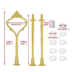 Quluxe 4 Sets 3 Tier Crown ＆ Sunflower Cake Stand Fruit Cake Plate Handle Fitting Hardware Rod Stand Holder with Stylus for DIY Making Cupcake Serving Stand Decoration- Gold
