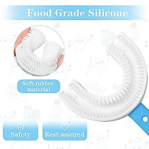 BIOSON 4 Packs Kids U Shaped Toothbrush with Silicone Bristles Massage Toddler Toothbrush, 360° All-Round Oral Cleaning Tooth Brush Whole Mouth U-Shaped Training Toothbrushes for Kids Childrens