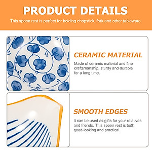 BESTonZON 4pcs Ceramic Spoon Rest Small Sauce Dish Spatula Ladle Holder Tea Bag Saucer Soy Dishes Dipping Bowls for Kitchen Stove Coffee Bar Accessories