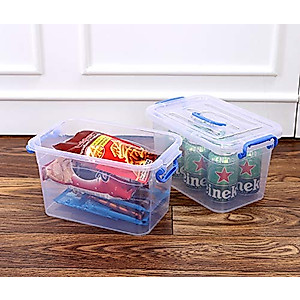 6-Pack Clear Storage Box 7 Quart, Plastic Storage Latch Bins with Handle 6.5 Liter