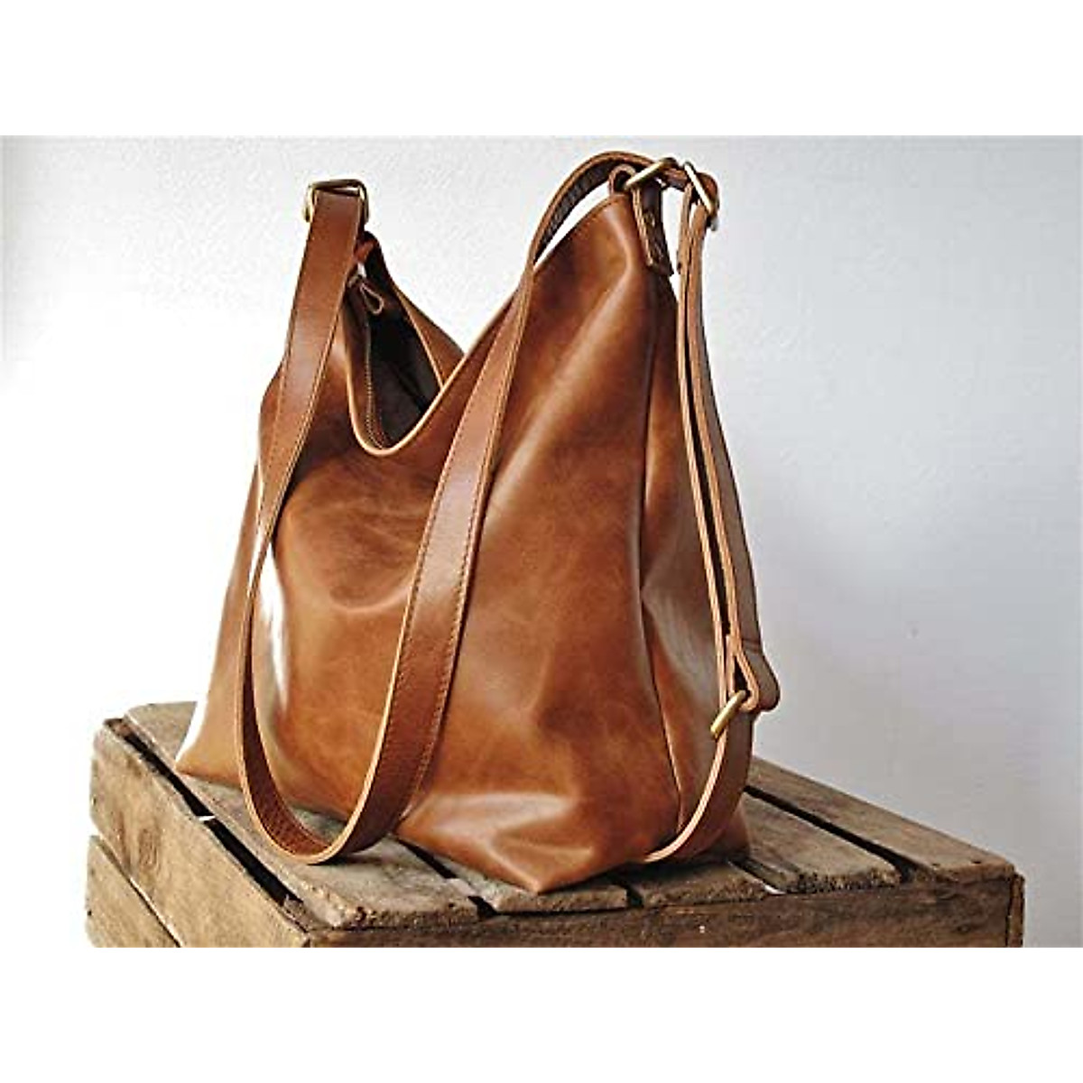 QTKJ Crossbody Bags for Women, Leather Backpack, Large Leather Handbag, Vegan Leather Shoulder, Multifuction Convertible Backpack for Women Travel Work Vacation