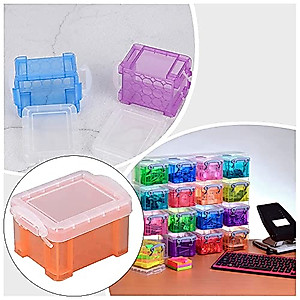 QianDanS 6 Pack Mini Storage Boxes Plastic Storage Box Organiser Boxes with Lid Small Storage Bin Boxes for Storing Paper Clips Staples Beads Earrings Rings
