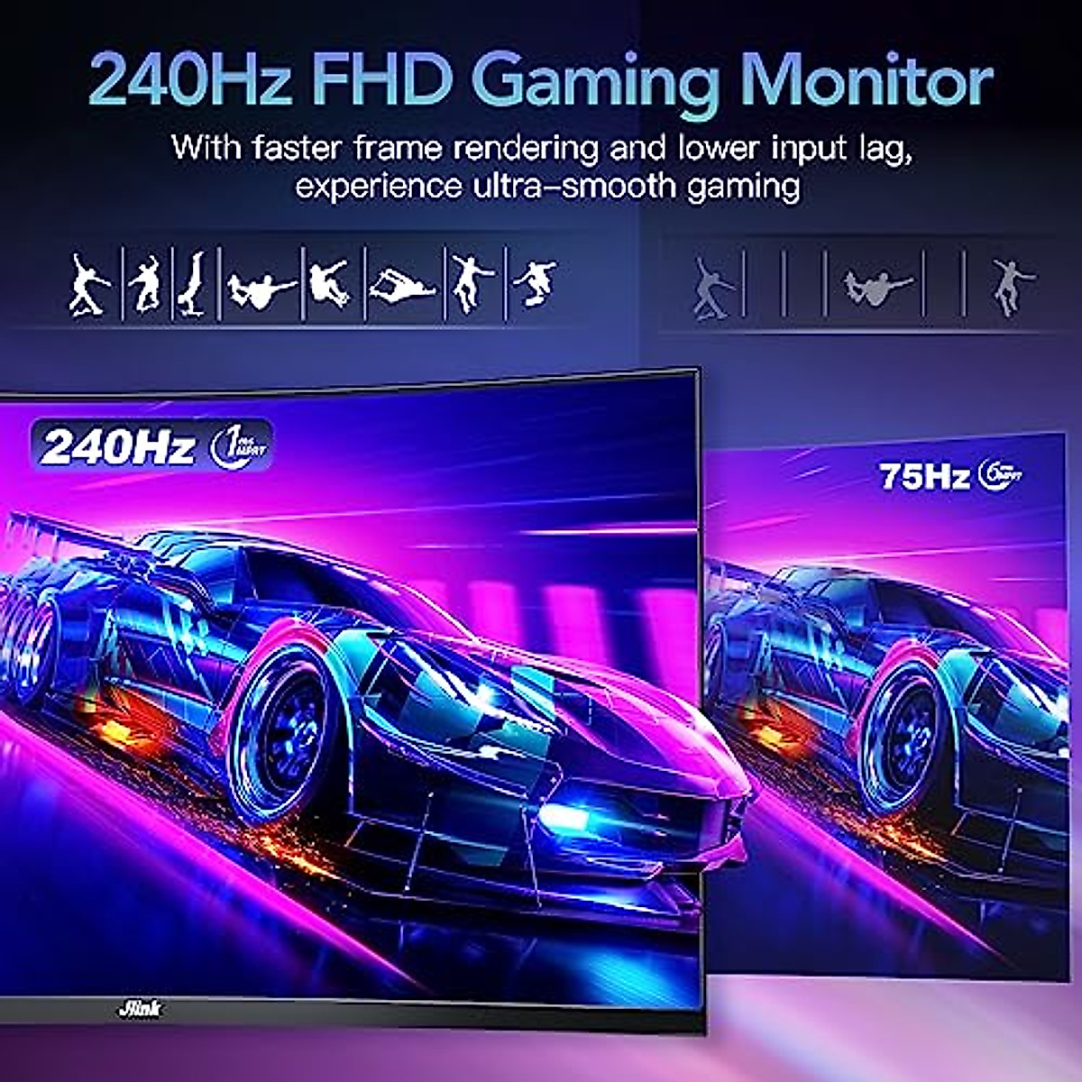 Jlink 32-Inch Curved Gaming Monitor up to 240Hz,1080P Computer Monitor 1500R/1ms(MPRT)/Low Blue Light,Frameless PC Monitor with HDMI DisplayPort, Freesync & G-sync Compatible, Tiltable/VESA Mountable