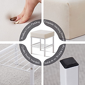 Cpintltr Multifunctional Vanity Stools Velvet Footstool Ottoman Shoe Changing Stool Makeup Stool Storage Stool Footrest Vanity Stool Small Footstool Pouf Ottoman Ottoman Stool for Makeup Room Cream