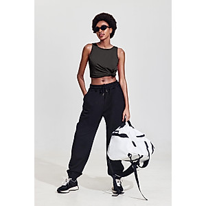 PINSPARK Workout Tops for Women Open Back Tank Sleeveless Athletic Tennis Shirts Womens Yoga Tops Black