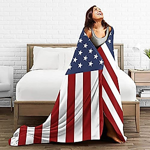 Maylian US Flag 3D Print Flannel Throw Blanket Coral Fleece Decorative Blankets Soft Luxury Cozy Blanket for Stadium Couch Bed Sofa Chair Gift (40 * 50 inch,1)