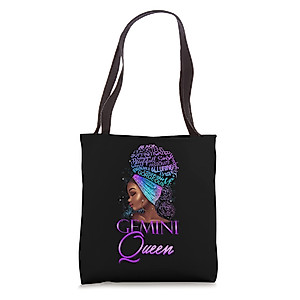 Purple Gemini Queen African American Woman May June Womens Tote Bag