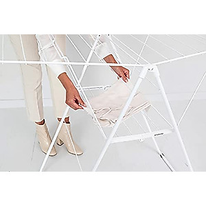 Brabantia HangOn Laundry Drying Rack (82ft / Fresh White) Compact, Foldaway, Adjustable Indoor Stainless Steel Clothes Horse