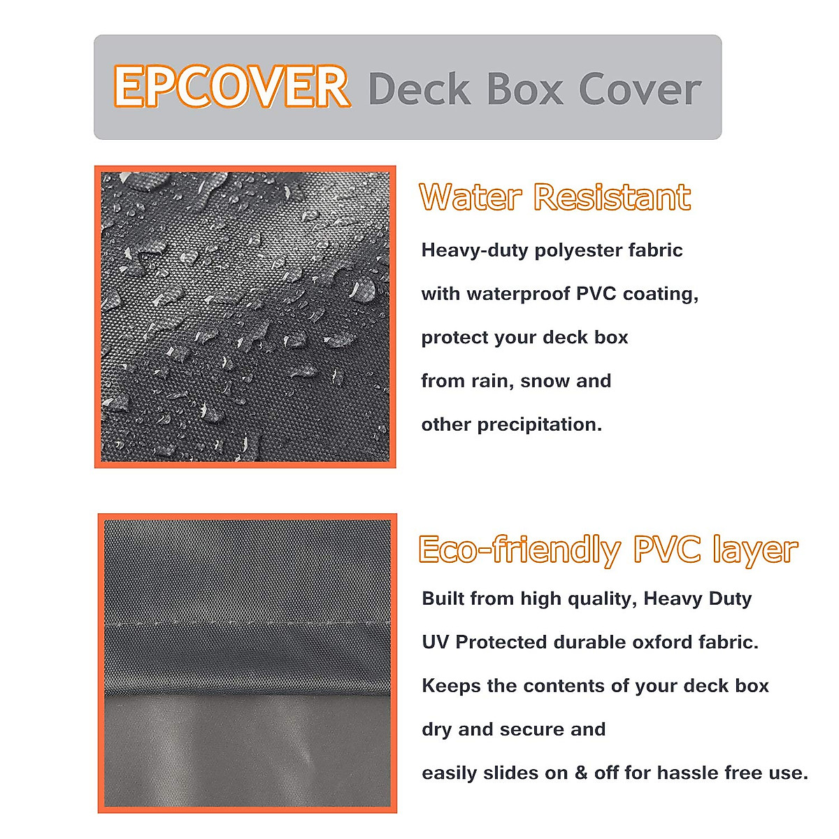 Patio Deck Box Cover to Protect Large Deck Boxes,Deck Storage Box Cover Protects from Outdoor Rain Wind and Snow(Gray, 62 in)