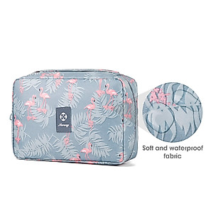 Narwey Hanging Toiletry Bag for Women Travel Makeup Bag Organizer Toiletries Bag for Cosmetics Essentials Accessories (Flamingo)