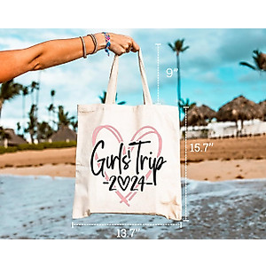 GXVUIS Canvas Tote Bag for Women Aesthetic Girls Trip Love 2024 Reusable Shoulder Bags for Shopping Beach Gift for Friend White