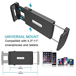 APPS2Car Tablet Holder for Car, Car Tablet Mount with Adjustable Clamp (Up to 8.3"), 10.57" Height Adjustable iPad Holder for 4.3"-11" Cell Phones & Tablets, Perfect Travel Companion