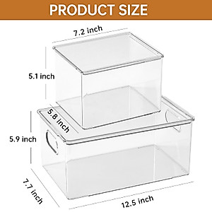 Artendjoon 3 Pack Refrigerator Organizer Bins with Lid, Large Stackable Fridge Organizer Set with Handle, BPA-free Clear Storage Container for Freezer, Cabinet, Pantry Organization
