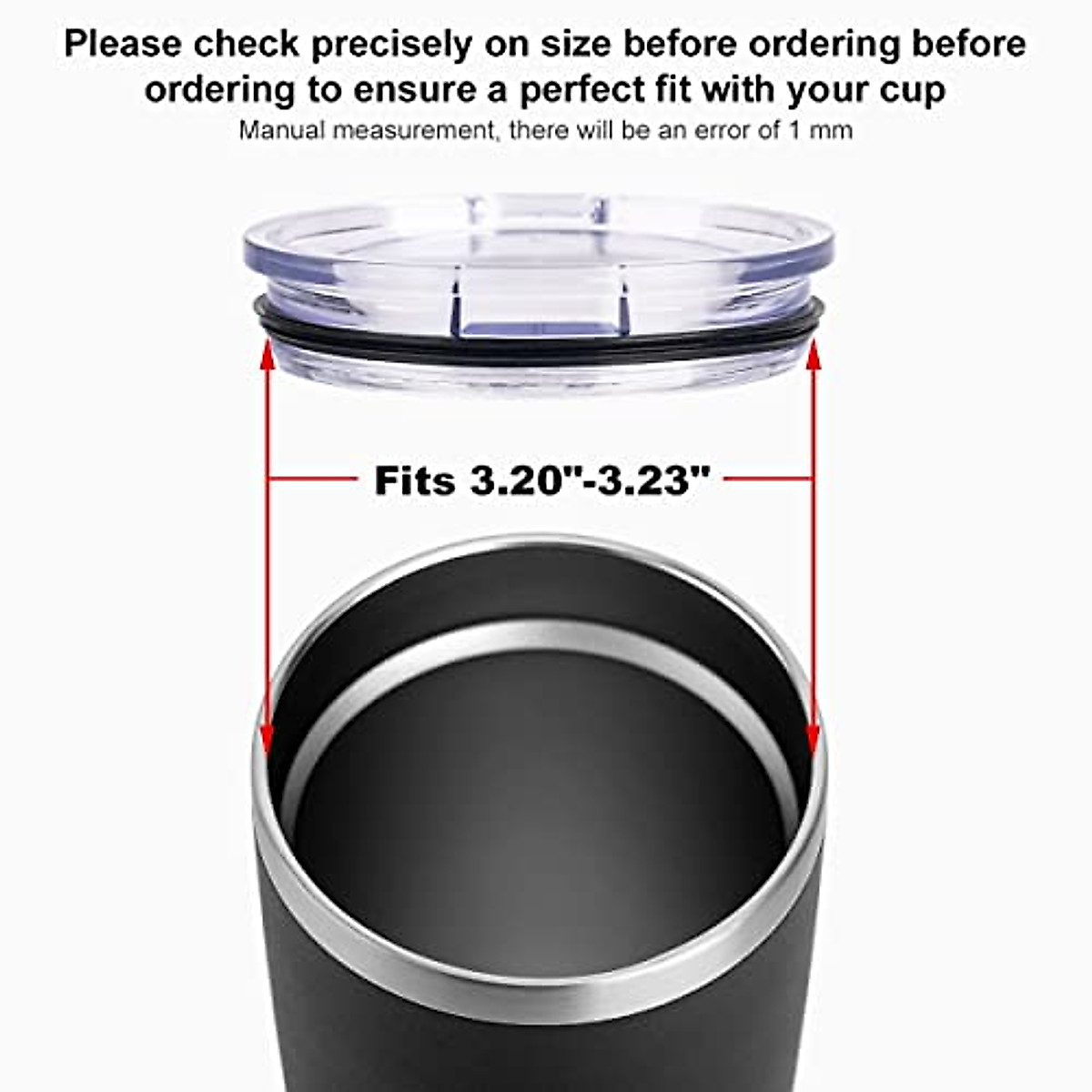 20 oz Tumbler Lids Splash Proof Replacement Lids Covers Fits for YETI Rambler, for Old Style Rtic and More Travel Mugs (20 oz, 2 Pack)