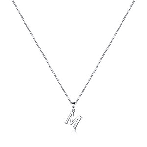 Turandoss S925 Sterling Silver Initial Necklace for Women Women, Dainty Hypoallergenic Initial Neckalce Letetr Alphabet S925 Sterling Silver Necklace for WomenM