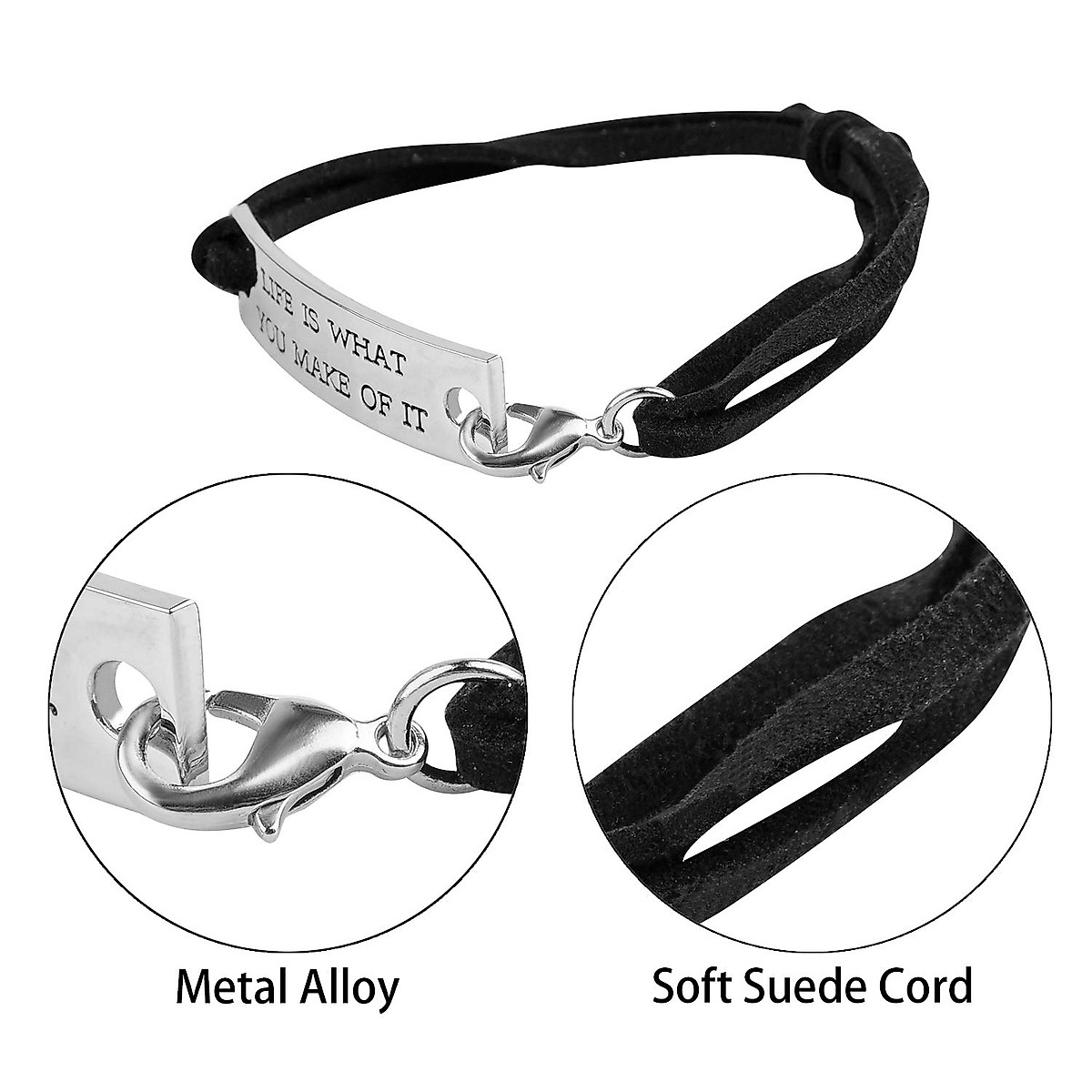 AleapDoll Inspirational gifts bracelets for women teens men wholesale 15 pcs motivational quotes wrap bracelets unique friendship birthday gifts jewelry