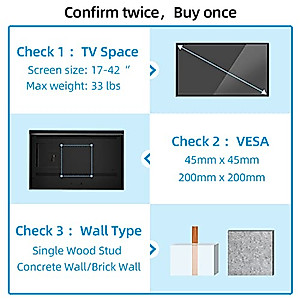 HOME VISION Full Motion TV Monitor Wall Mount Extend up to 21.9", Ball Joint 360° Rotation Swivel Tilt TV Mount for Most 17-42inch 4K LED LCD Flat Curved Screen TV, Max VESA 200x200mm