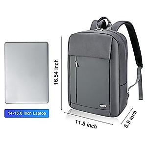 Voova Travel Laptop Backpack for Men Women, Slim Lightweight Backpack Bookbag with Laptop Compartment for Work Business and College, Waterproof Computer Bag Fits 14-15.6 Inch Notebook, Grey