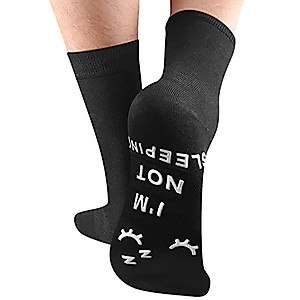 Leotruny I'm Not Sleeping I'm Just Resting My Eyes Novelty Funny Socks Birthday Gifts for Men Women Dad Boyfriend (C01-Eyelash)
