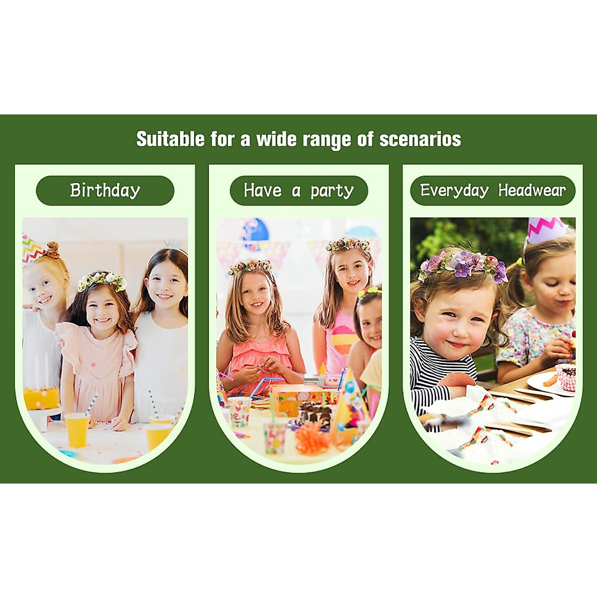 Funsveta Baby Girls Flower Crown Flower Girl Headpiece boho Little Wreaths for Weddings, Family photography (Flower Pink)