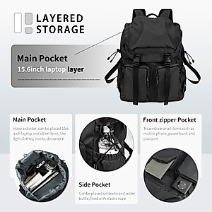 BJIAX Laptop Backpack for Men & Women, Water Resistant College School Computer Bag, Casual Backpack for Work, Daily, Travel, Hiking Fits 15.6 Inch Computer and Notebook