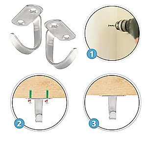 Bivethoi 12 Pcs Stainless Steel Screw Mounted Ceiling Hooks, Under-Shelf Clothes Hook, Heavy Duty Towel/Robe Coat Hook Hanger J-Shaped Hook for Bathroom Kitchen Cabinet Decoration