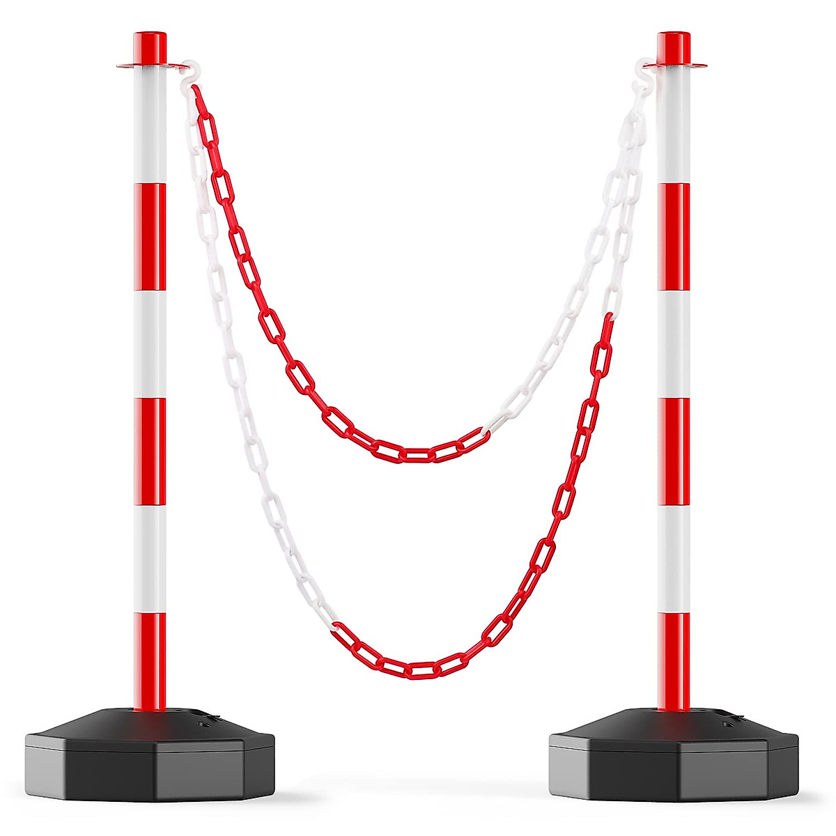 RoadHero [2 Pack] Traffic Delineator Post Cones with Fillable Base, Expandable Traffic Safety Barrier with 8FT Plastic Chain, Traffic Safety Delineator Cones for Parking Lot [Red/White]