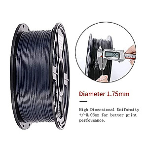 Suntop PLA Filament 3D Printer Filament Carbon Fiber Filament 1.75mm 20% Carbon Fiber Dimensional Accuracy +/- 0.03 mm 1kg 2.2lbs Black Spool